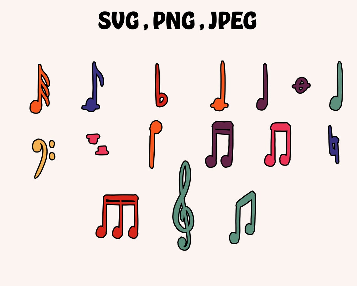 Music Notes SVG Bundle 35 Musical Note Svgs, Music Teacher Svg, Hand ...