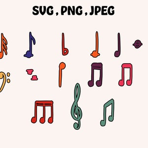 Music Notes SVG Bundle 35 Musical Note Svgs, Music Teacher Svg, Hand ...