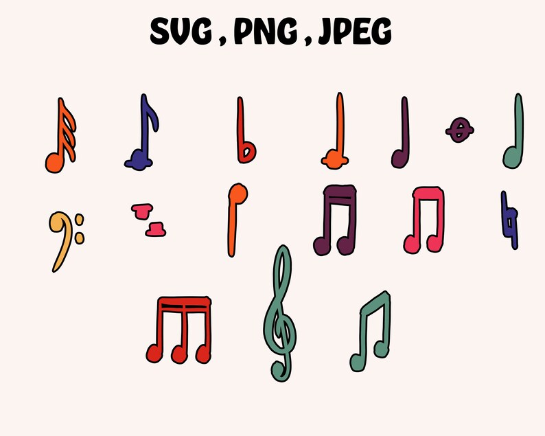 Music Notes SVG Bundle 35 Musical Note Svgs, Music Teacher Svg, Hand ...