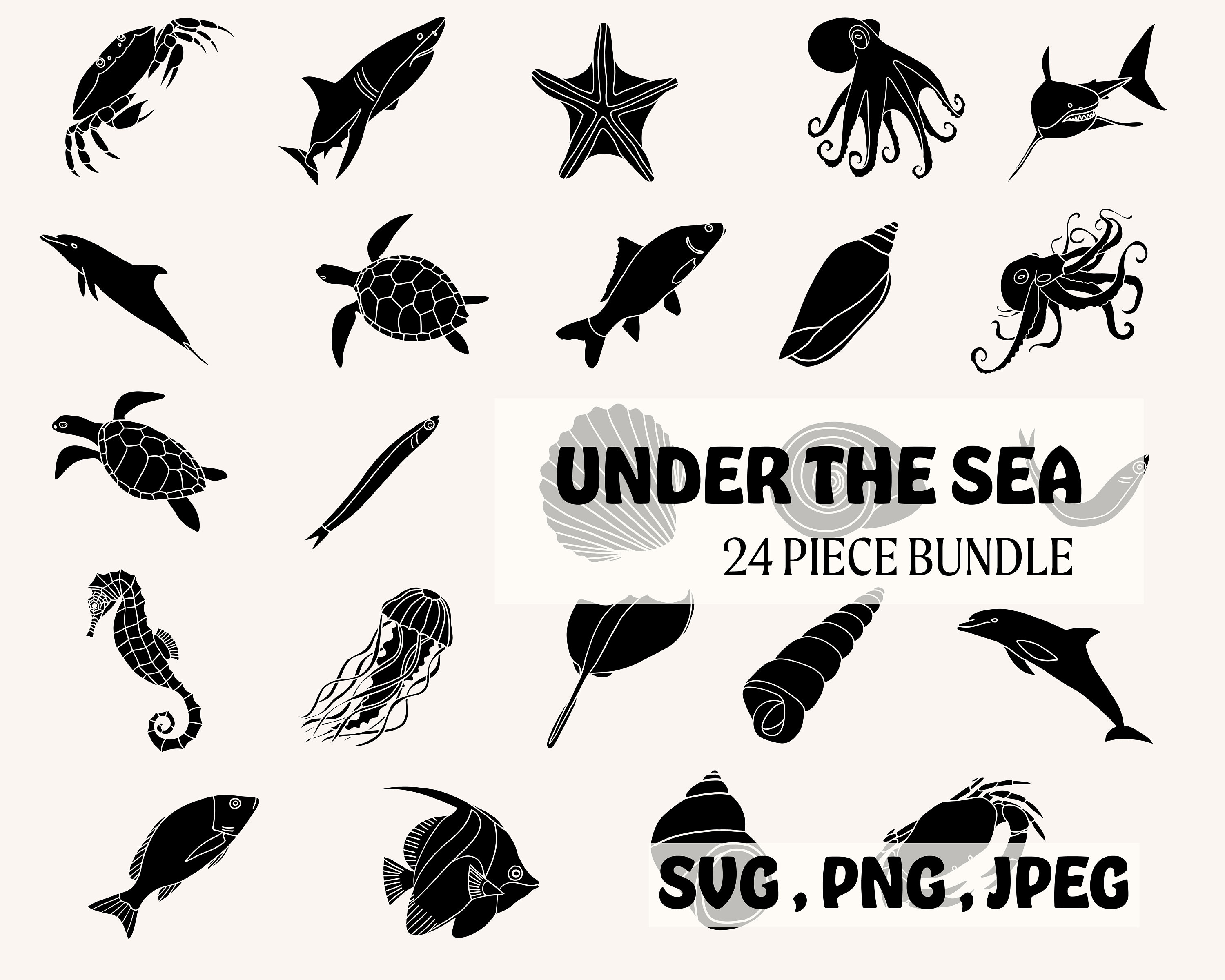 Under the Sea Sealife SVG Bundle Underwater Creatures Sea Turtles Sea ...