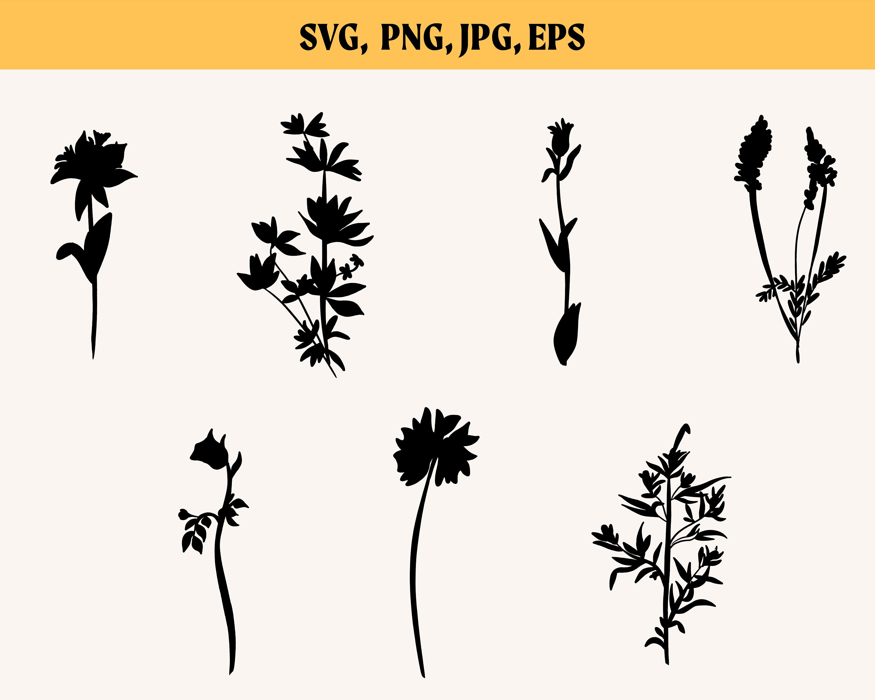 Wildflower Svg Bundle Flower Svg Floral Svg Wildflower Png Wild