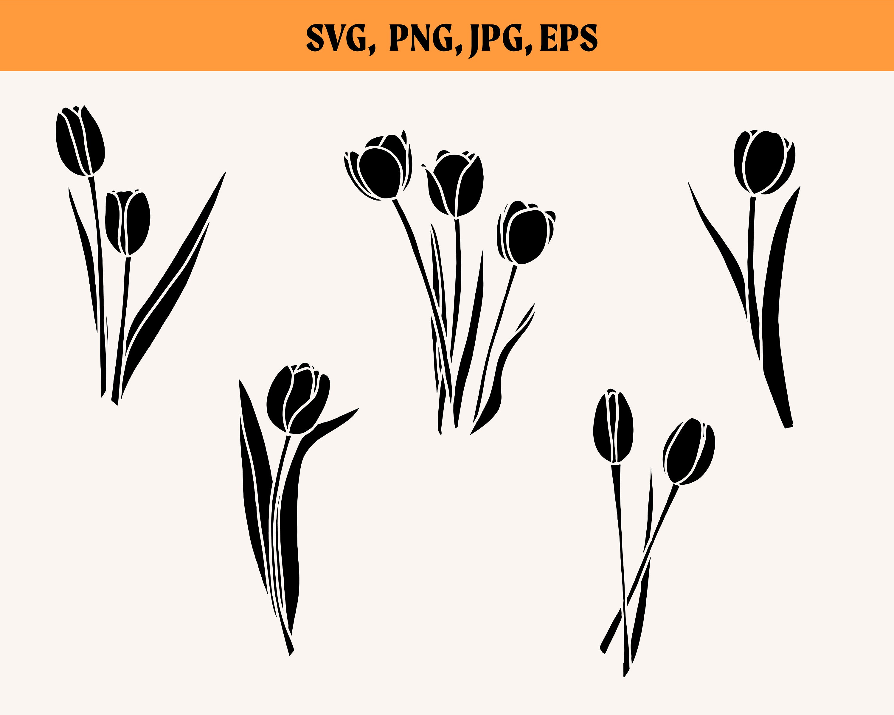 Spring Tulips SVG Bundle | Tulip Svg, Spring Flowers Svg, Floral Svg ...