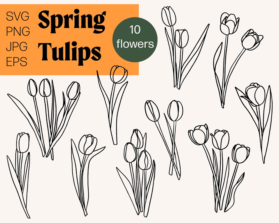 Spring Tulips SVG Bundle Tulip Svg, Spring Flowers Svg, Floral Svg ...