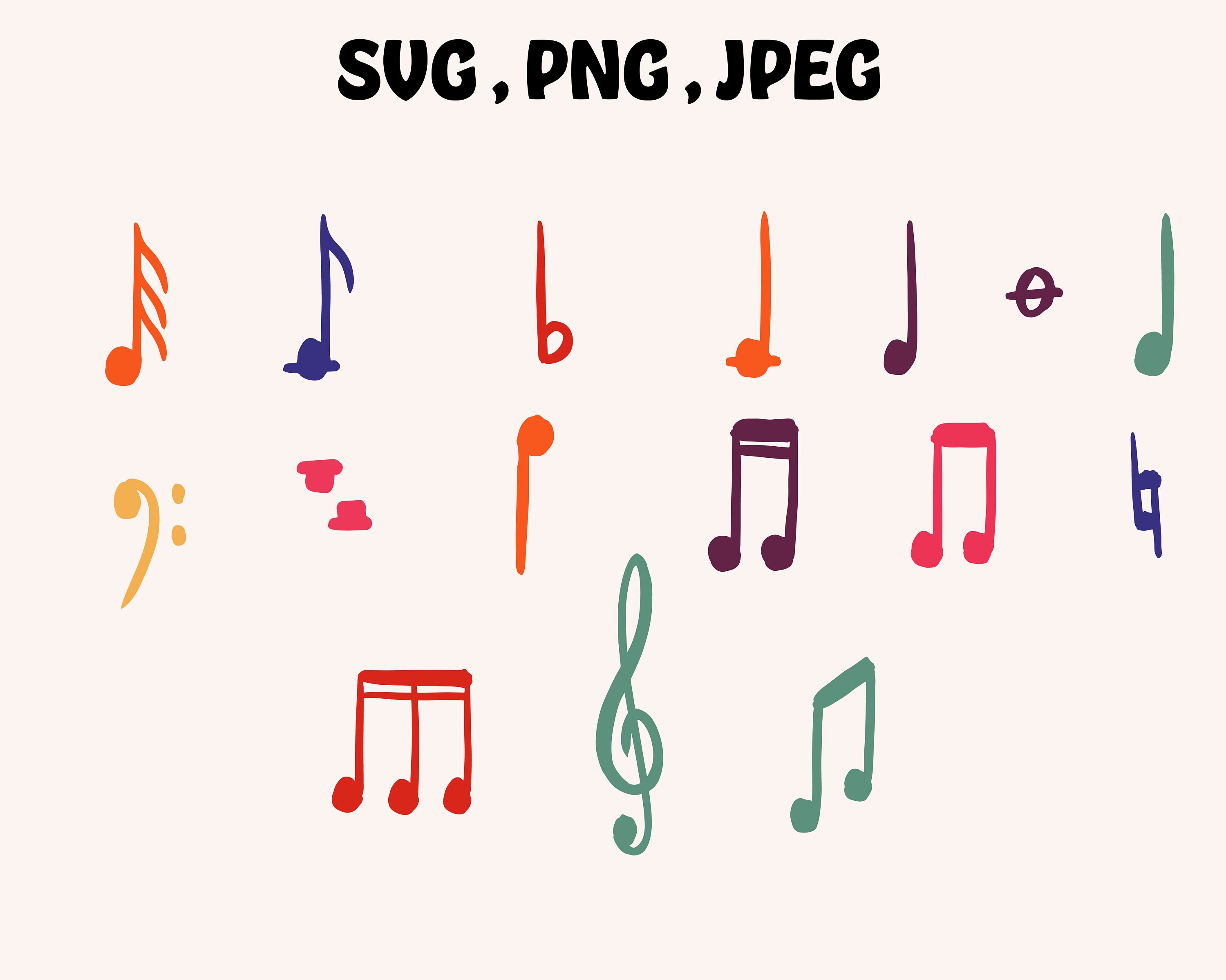 Music Notes SVG Bundle 35 Musical Note Svgs, Music Teacher Svg, Hand ...