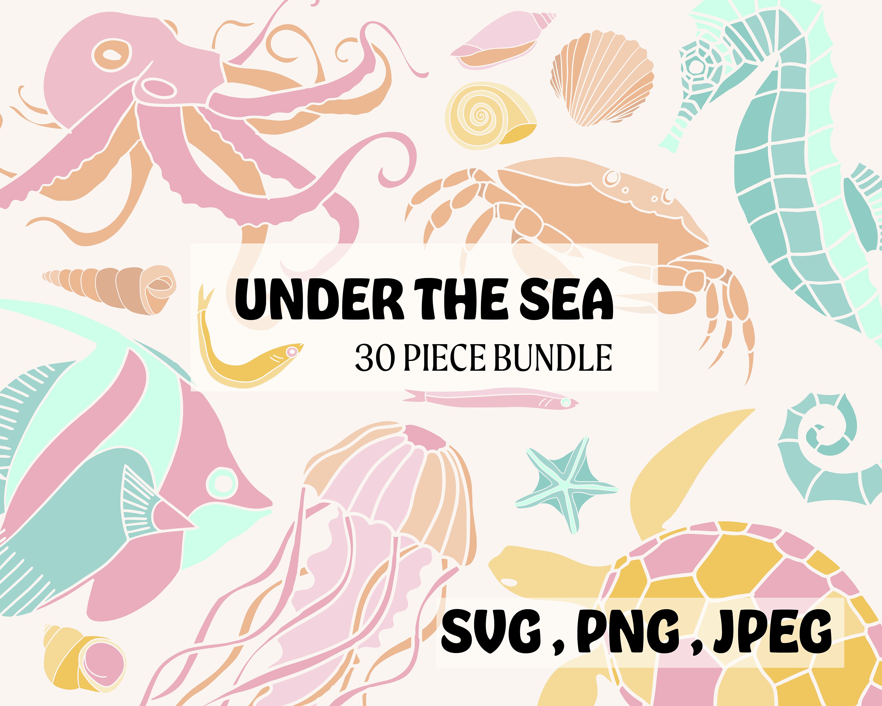 Under the Sea Sea Life SVG Bundle Underwater Creatures Sea Turtles Sea ...