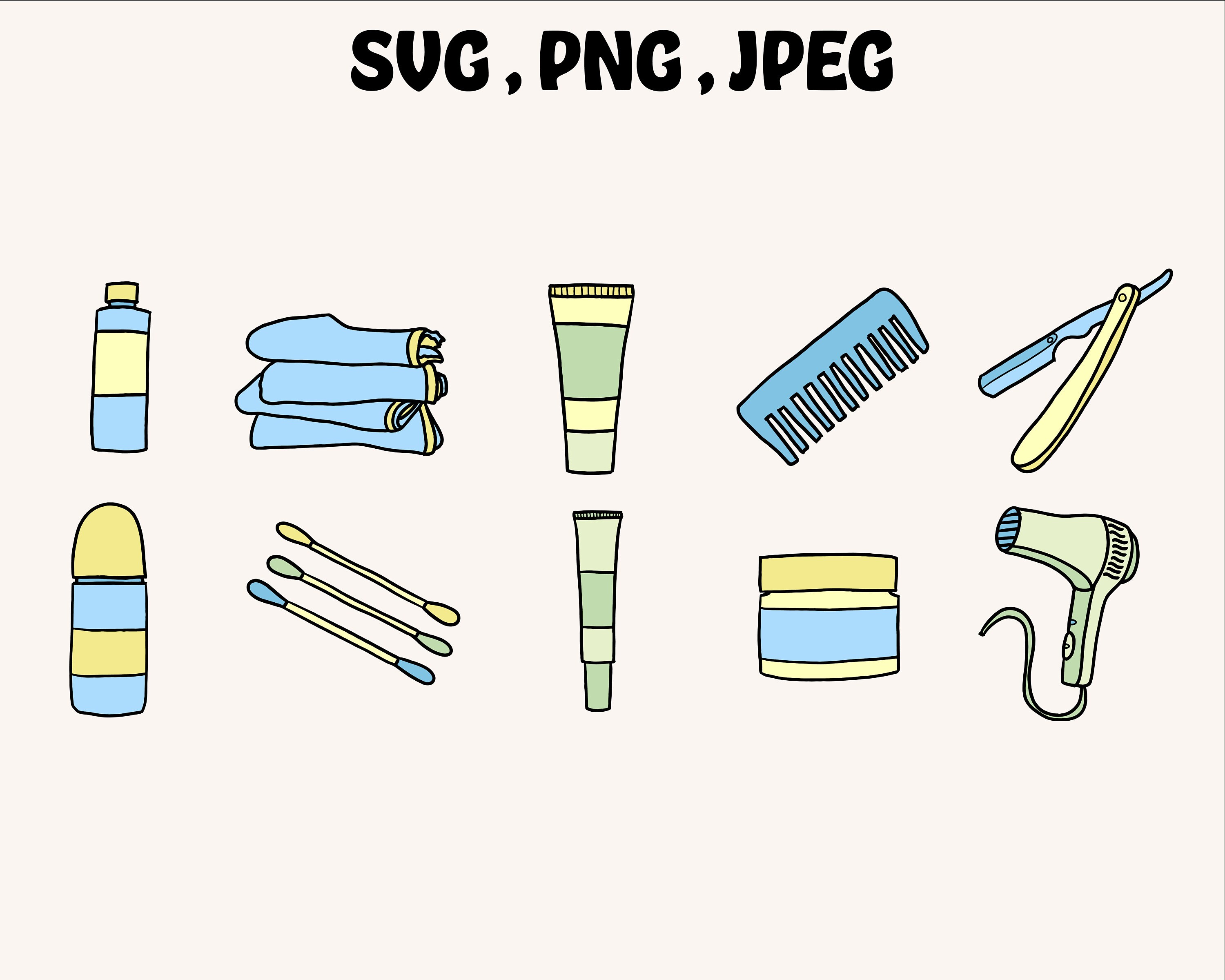 Self Care Essentials SVG Bundle | Cute Images of Cosmetics, Hair Care ...