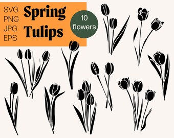 Spring Tulips SVG Bundle Tulip Svg, Spring Flowers Svg, Floral Svg ...