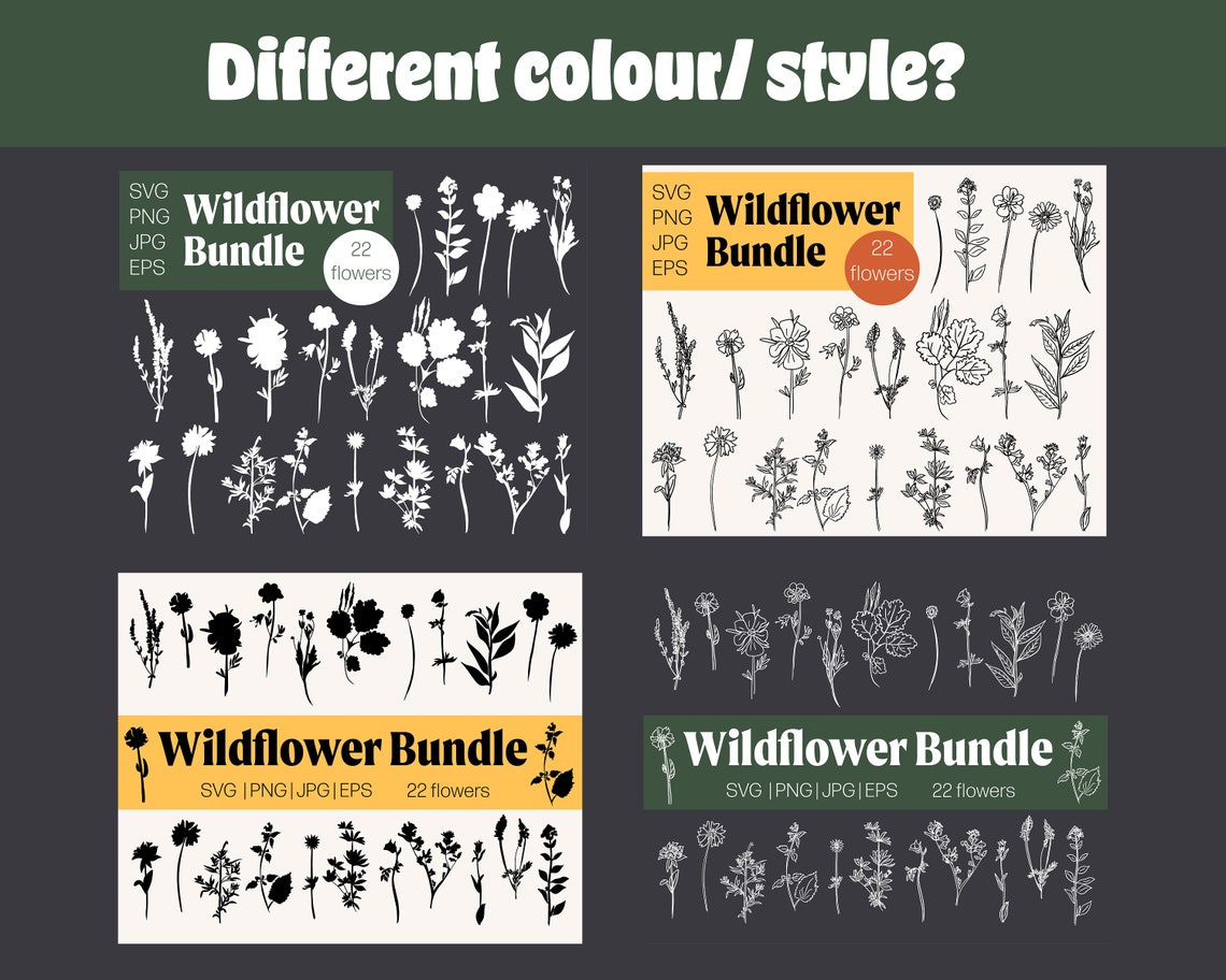 Wildflower SVG Bundle Flower Svg, Floral Svg, Wildflower Png, Wild ...