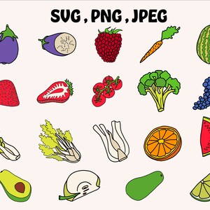 Fruit and Veg SVG Bundle | Fruit Svg, Tropical Fruit Svg, Vegetables ...