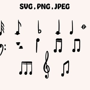 Music Notes SVG Bundle | 34 Musical Note Svgs, Music Teacher Svg, Hand ...