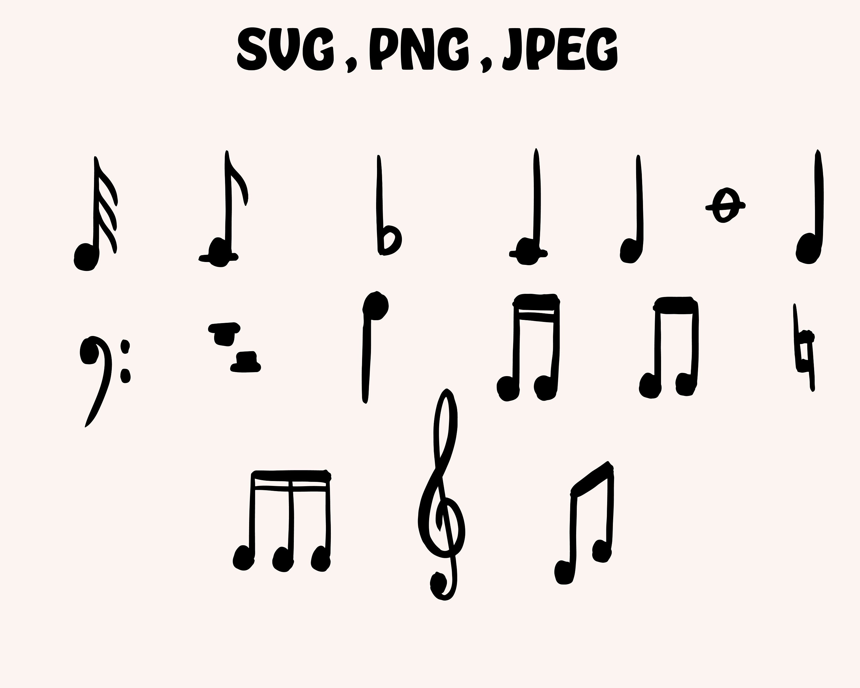 Music Notes SVG Bundle 34 Musical Note Svgs, Music Teacher Svg, Hand ...