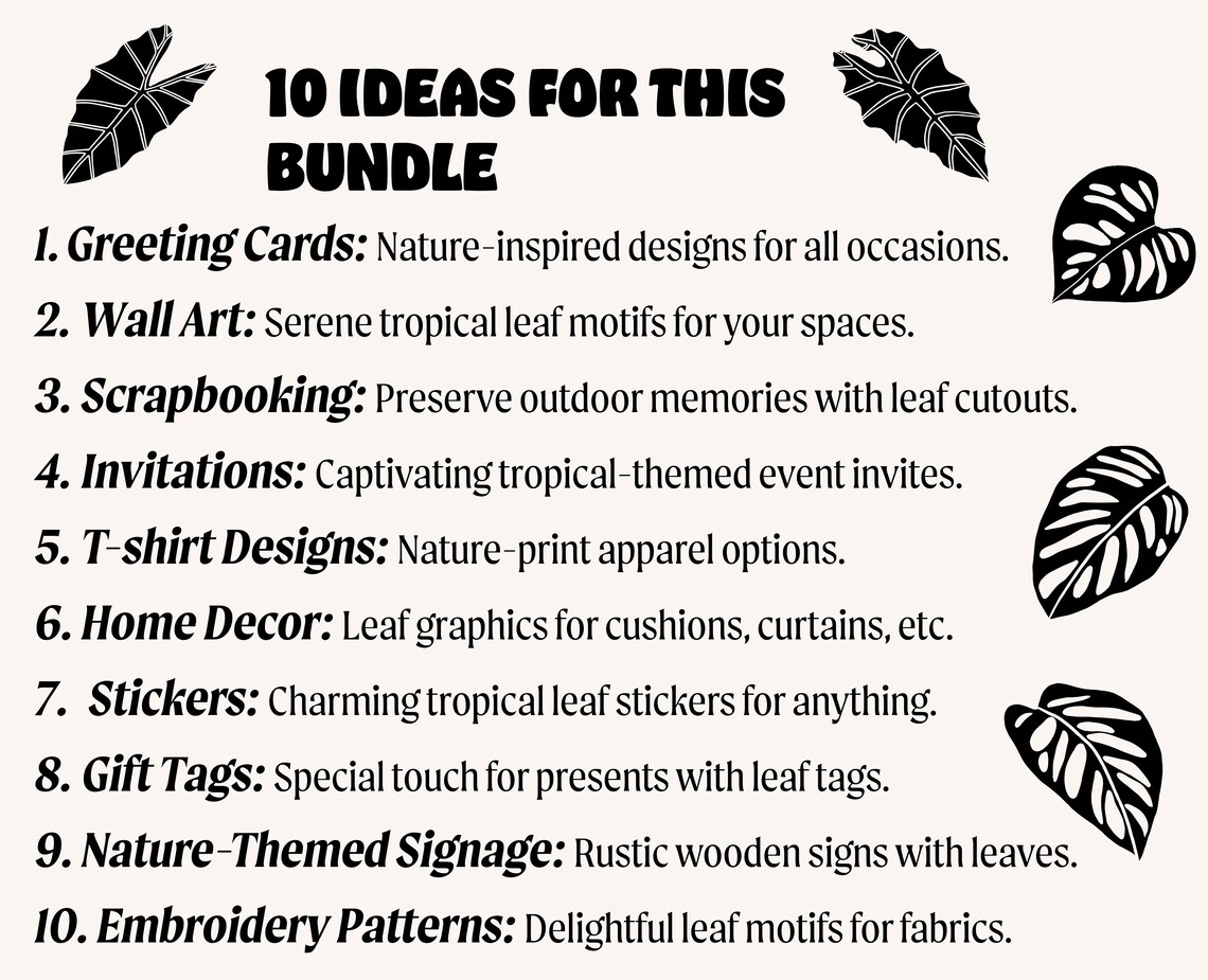 Tropical Leaves Bundle Tropical Leaf Svg, Monstera Leaf Svg, Jungle ...