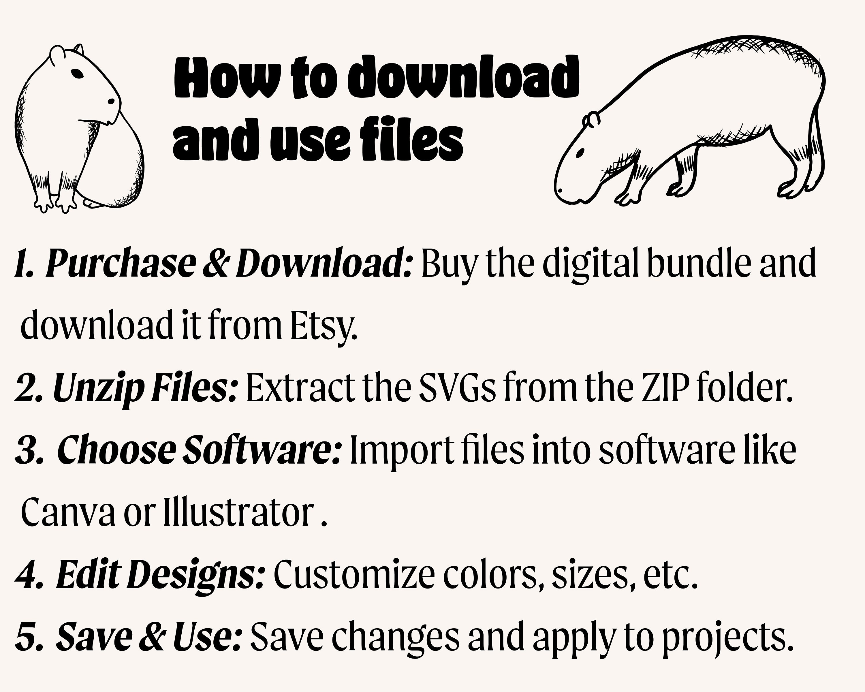 Capybara SVG Bundle Hand-drawn Capybara Designs Perfect for Capybara ...