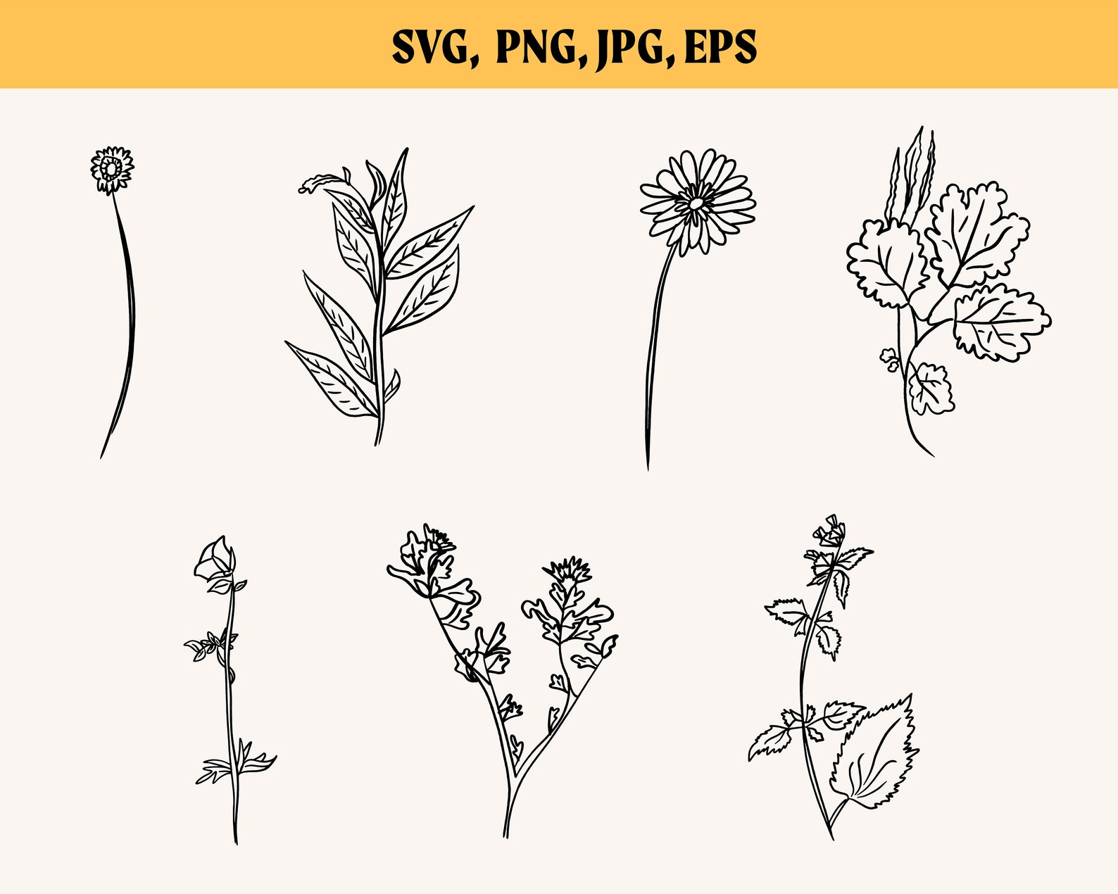 Wildflower SVG Bundle Flower Svg, Floral Svg, Wildflower Png, Wild ...