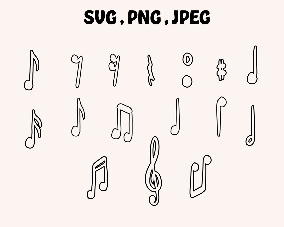 Music Notes SVG Bundle 34 Musical Note Svgs, Music Teacher Svg, Hand ...