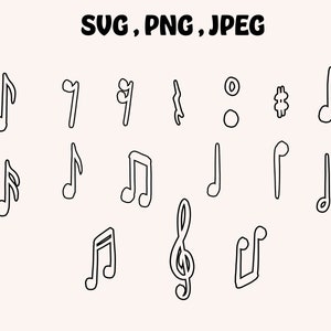 Music Notes SVG Bundle 34 Musical Note Svgs, Music Teacher Svg, Hand ...