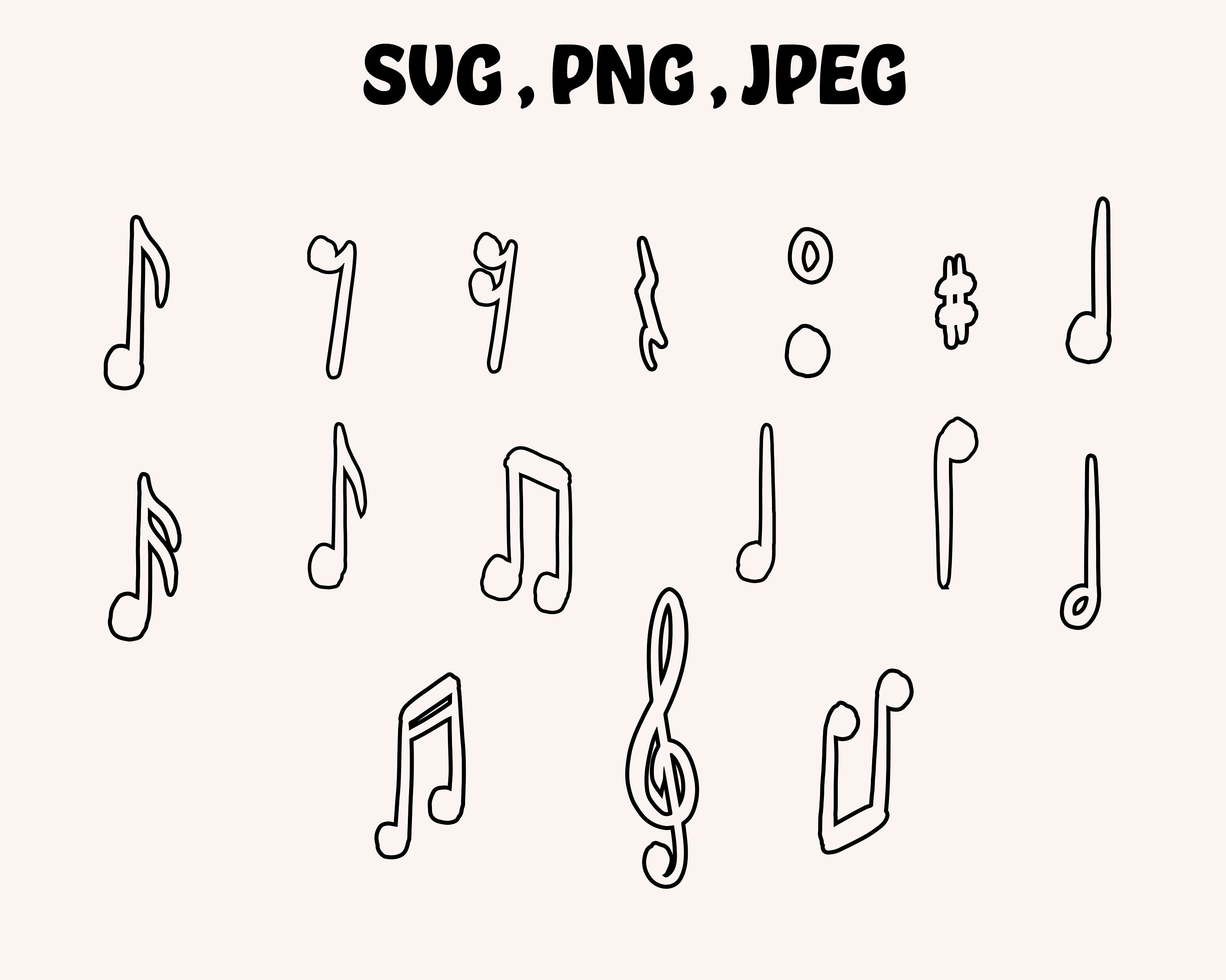 Music Notes SVG Bundle 34 Musical Note Svgs, Music Teacher Svg, Hand ...