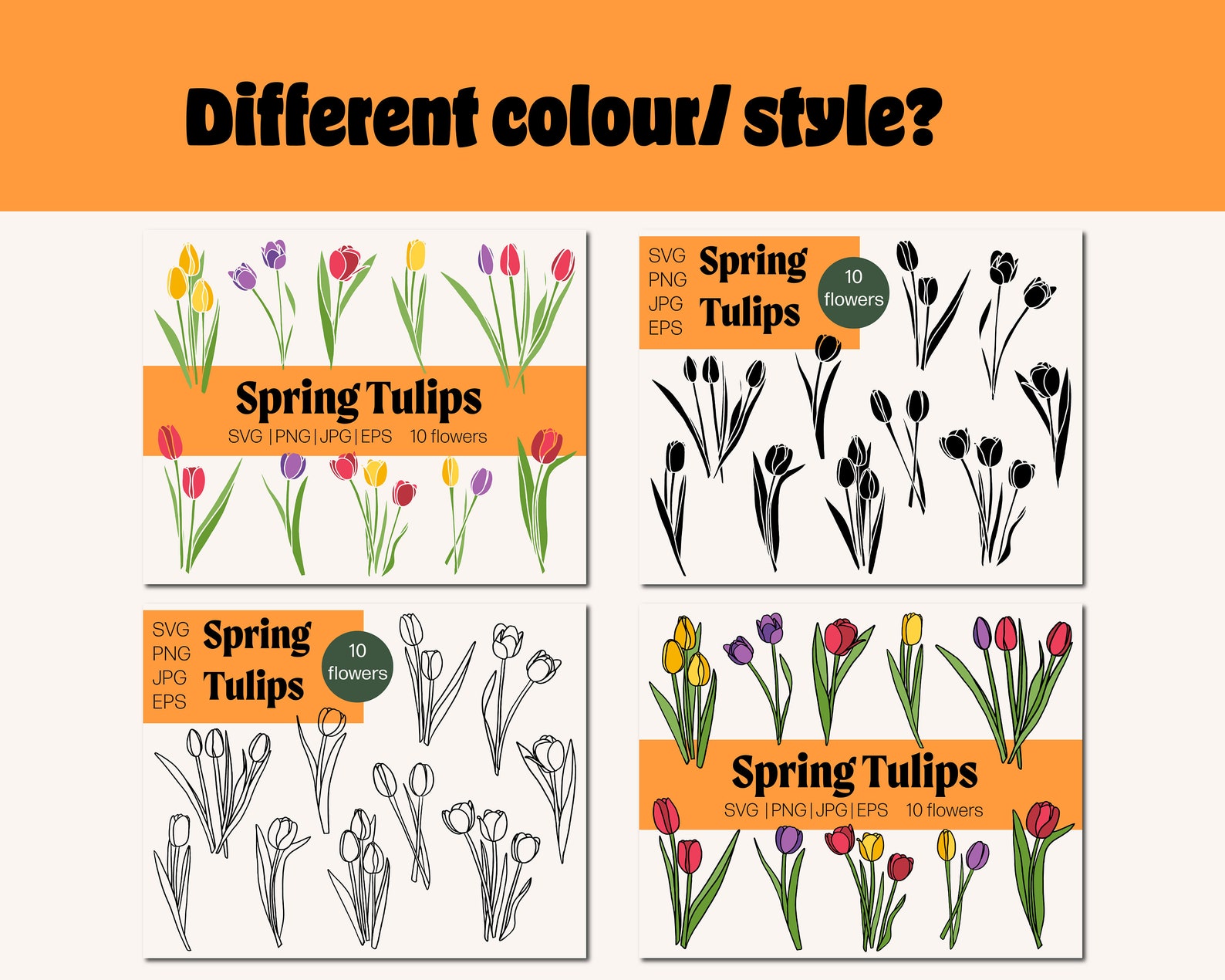 Spring Tulips SVG Bundle Tulip Svg, Spring Flowers Svg, Floral Svg ...