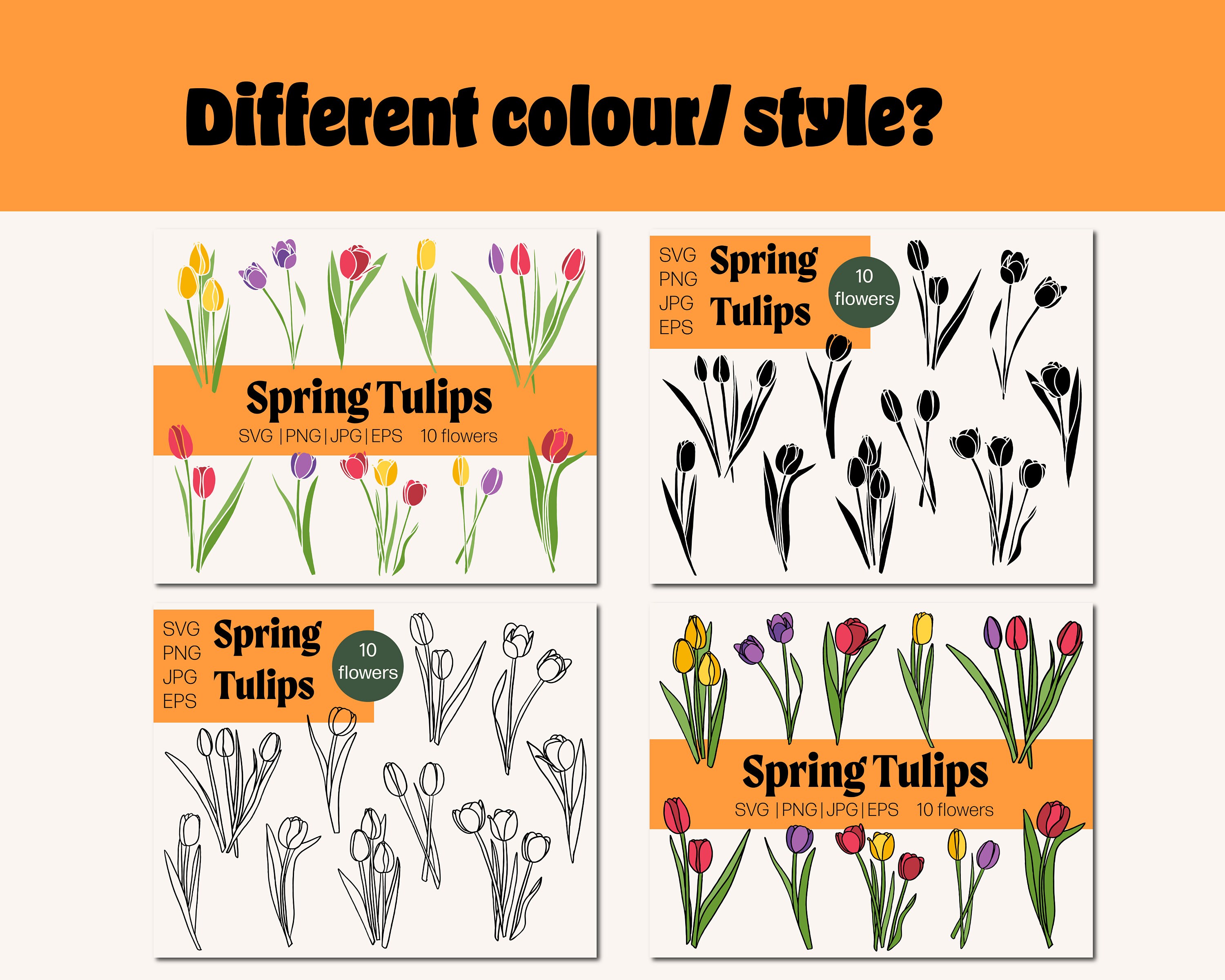 Spring Tulips SVG Bundle Tulip Svg, Spring Flowers Svg, Floral Svg ...