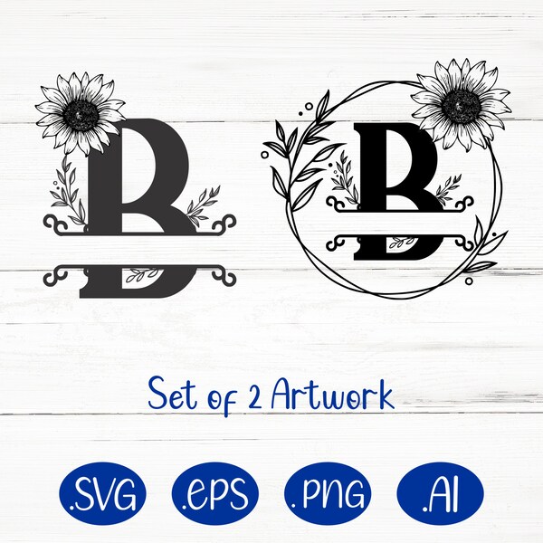 B Split Letter Monogram - Etsy