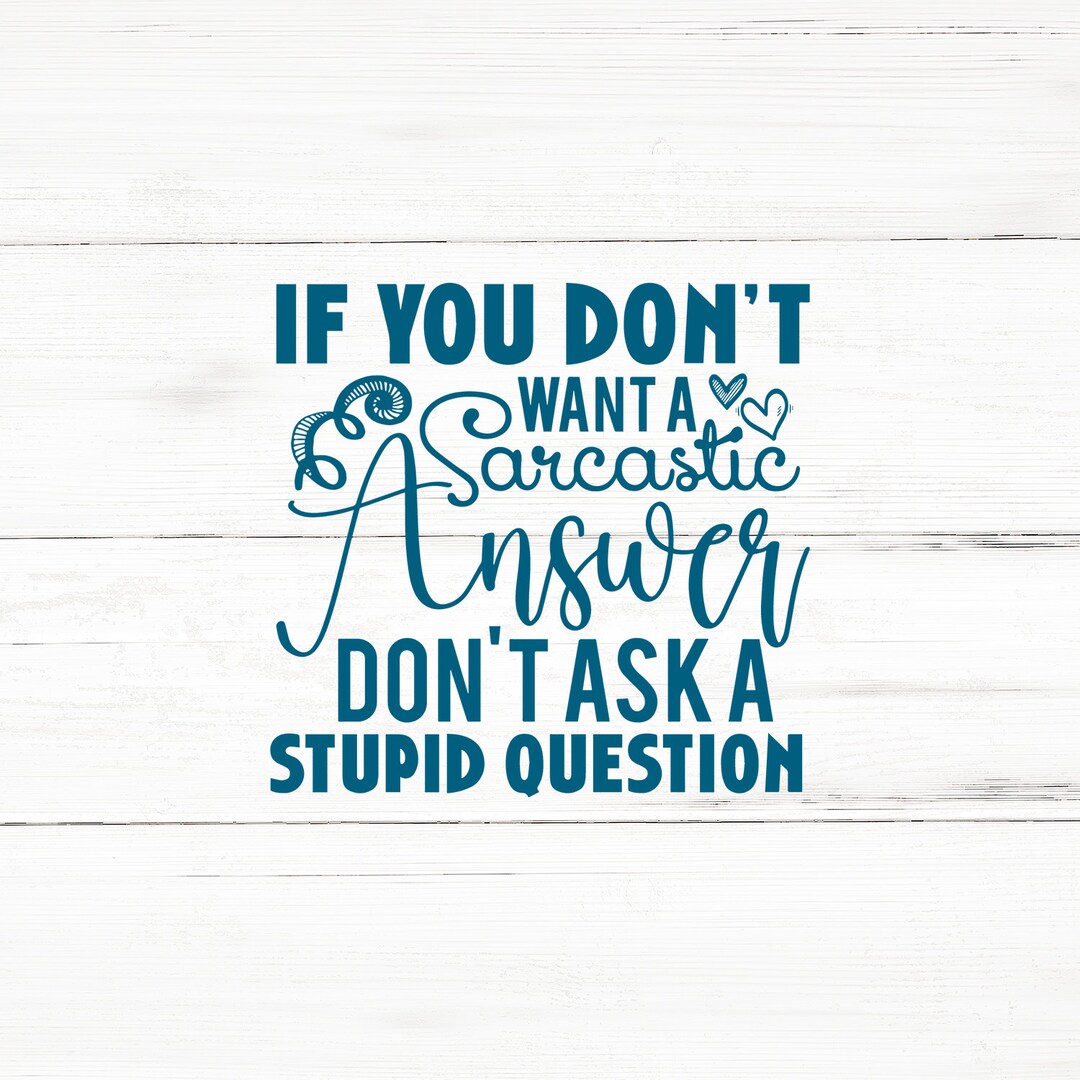 If You Dont Want a Sarcastic Answer Dont Ask a Stupid Question ...
