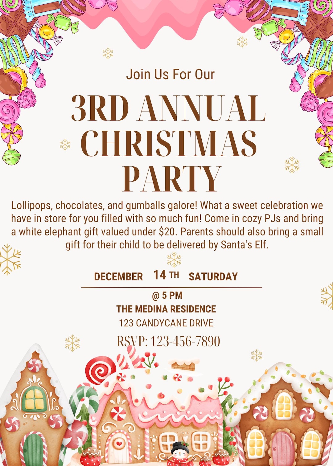 Candyland Christmas Party Invitation Template, Gingerbread House ...