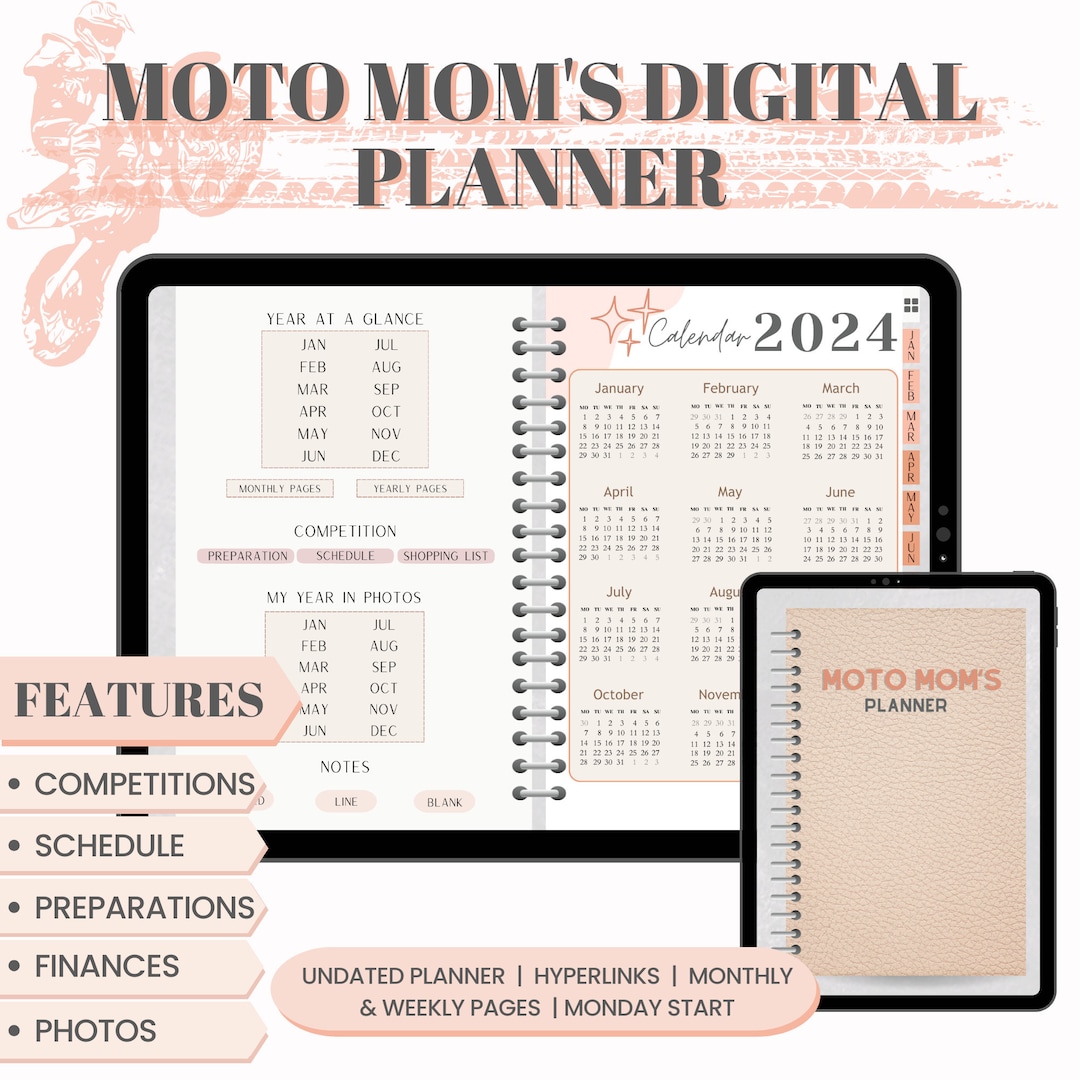 Moto Mom 2024 Digital Planner Motocross Mom Planner Racing 2024 Moto ...