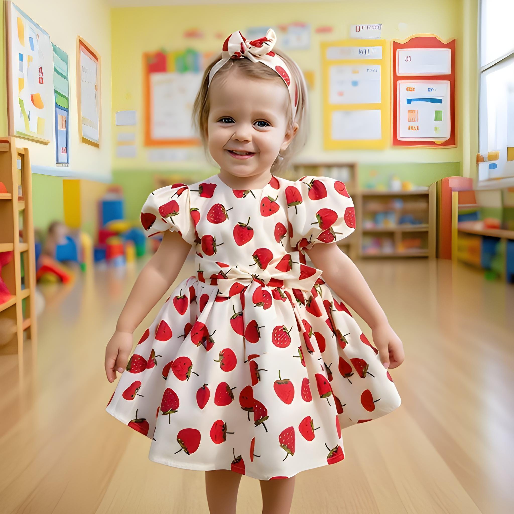 Handmade Girls Strawberry Dress From 0 to 12 Y/o, Party Dress for Girls ...
