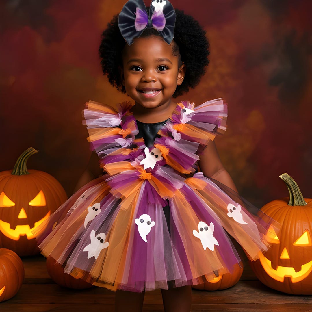 Spooky-cute Ghost Tulle Dress, Perfect for Halloween Fun, Toddler ...