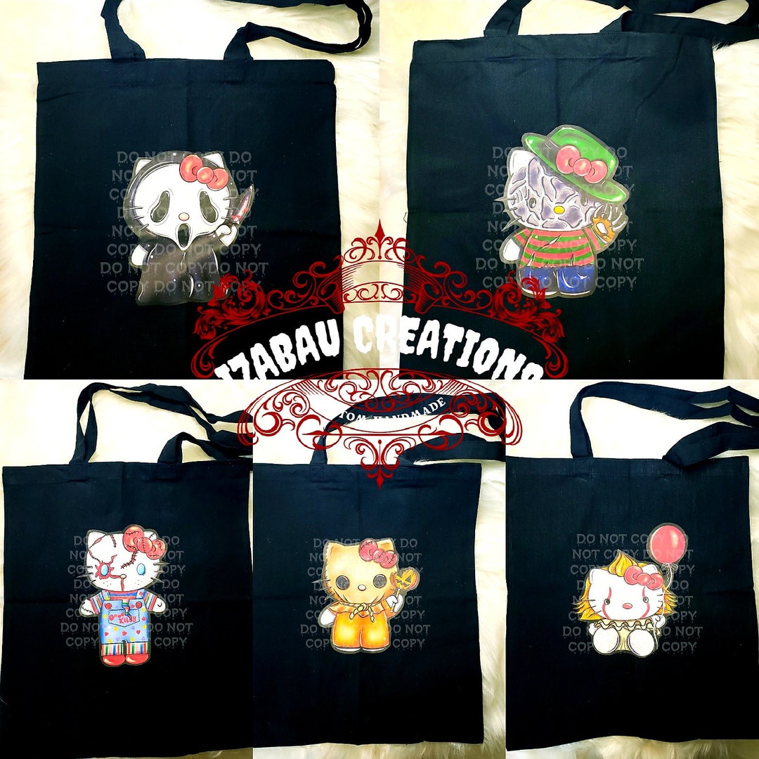 Horror Kitty Tote Bag / Slasher Kitties / Reusable Spooky Bag - Etsy