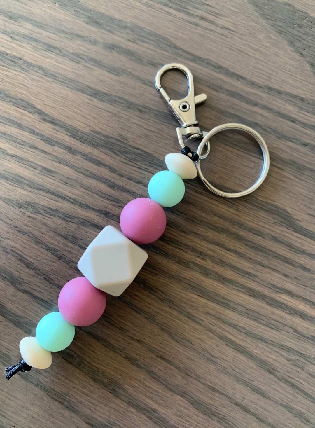 Beaded Keychain/silicone Beaded Keychain - Etsy