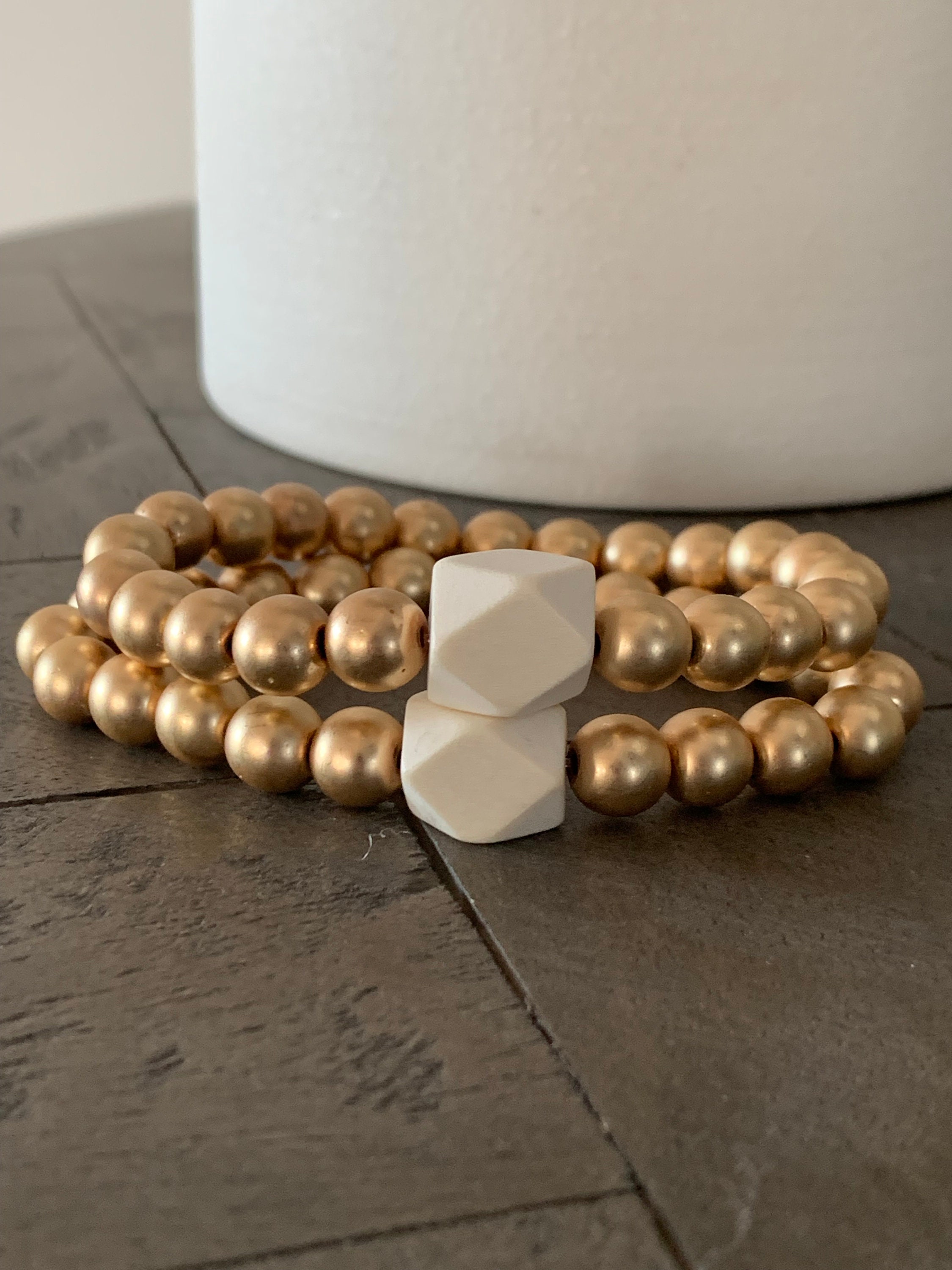 Gold Bead Bracelets/matte Gold Bead Bracelet/stacking Bracelet/boho ...