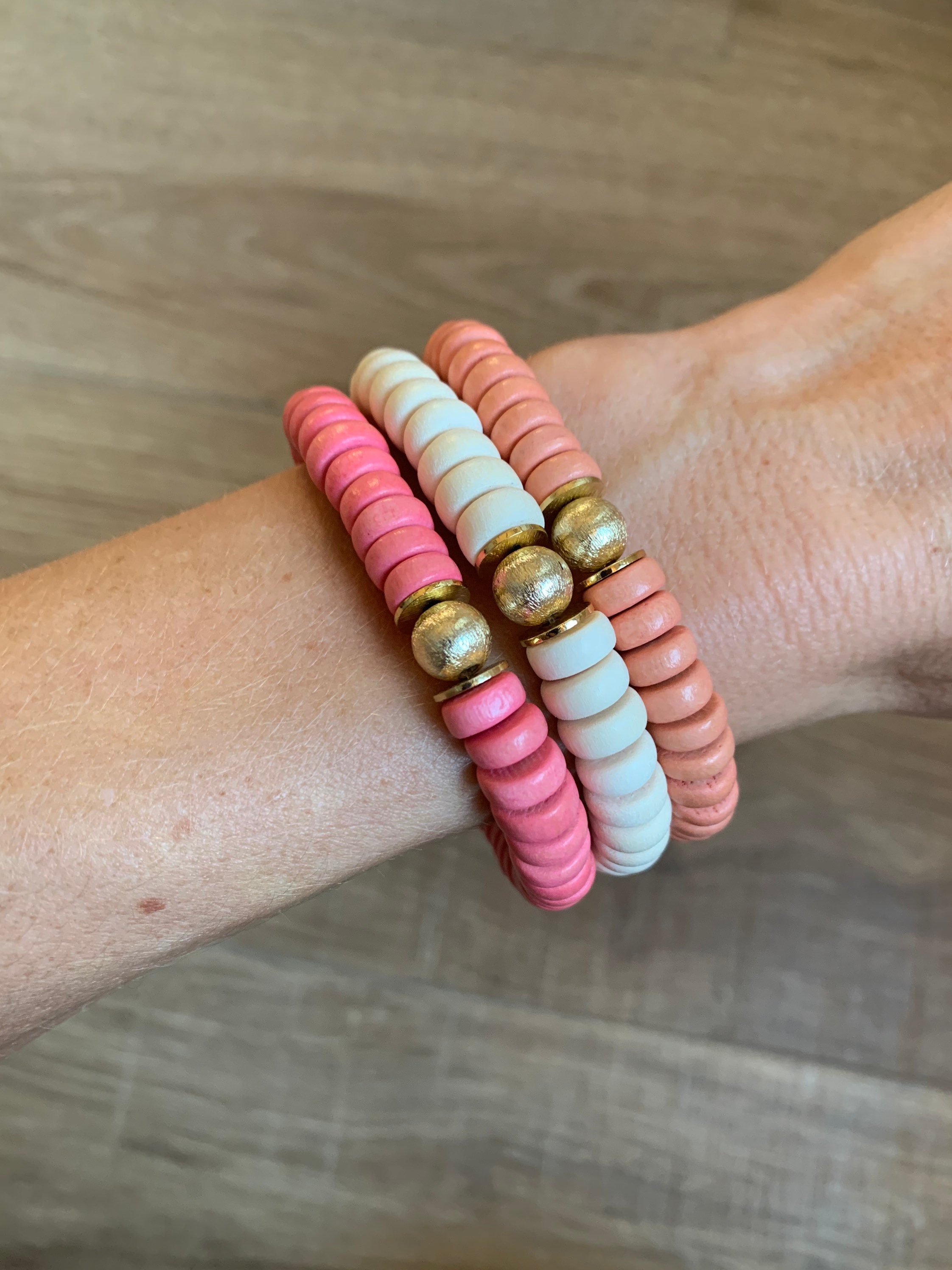 Chunky Wooden Bead Bracelet Stack/chunky Bracelet/wood Disc Bead ...