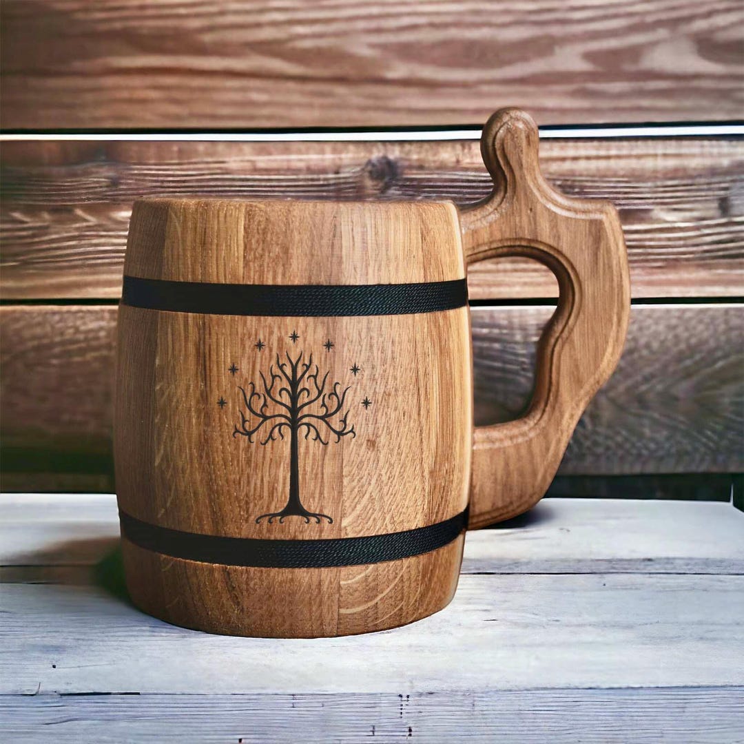 The the Tree of Gordon Oak Wooden Beer Mug Wooden Beer Mug Tolkien - Etsy