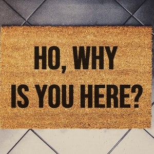 Ho Why is You Here Doormat, Funny Flocked Coir Door Mat, Outdoor Welcome Mat, Custom ...