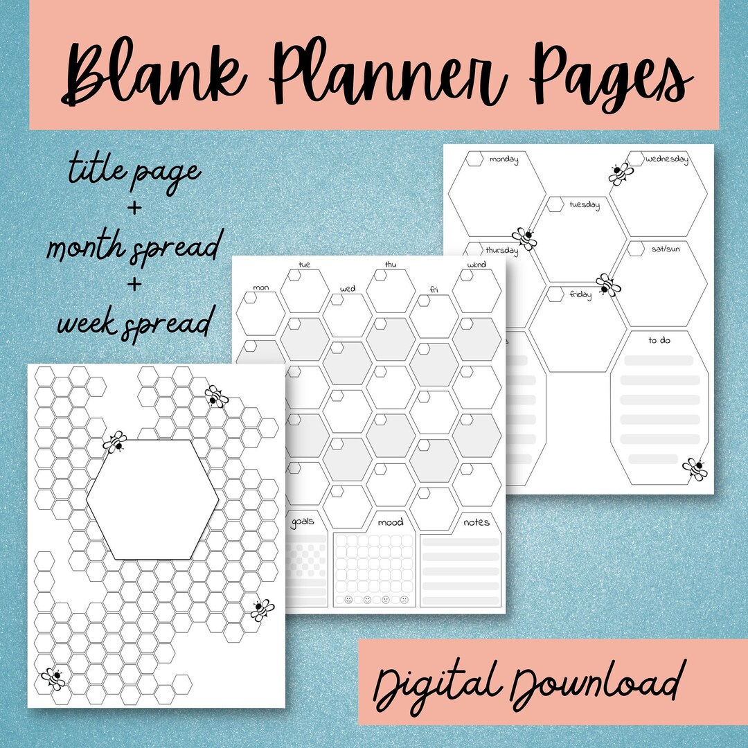 Planner Printables - Digital Download - Universal Month and Week Spread ...