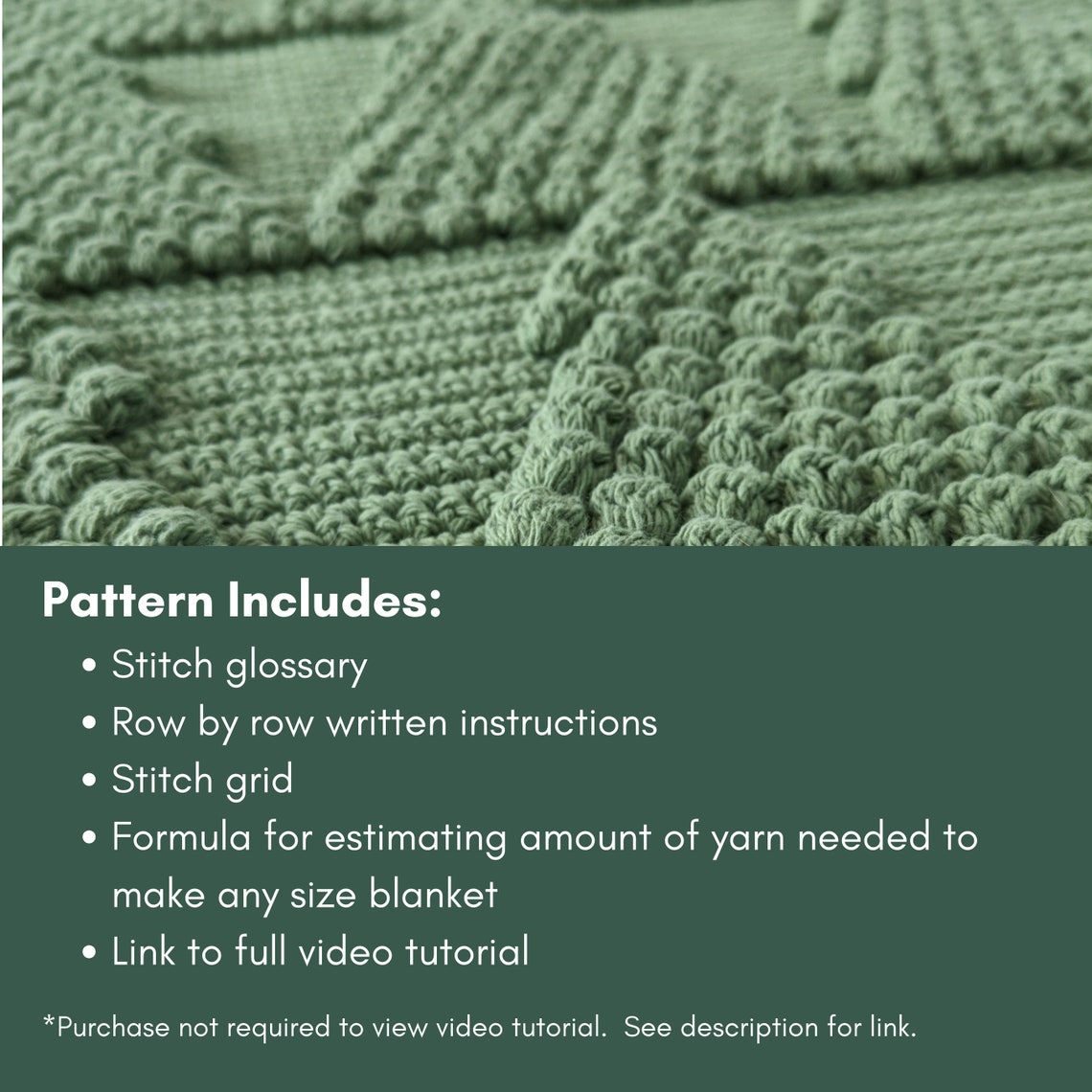 PDF Crochet Pattern Evergreen Bobble Blanket Beginner Crochet Blanket ...