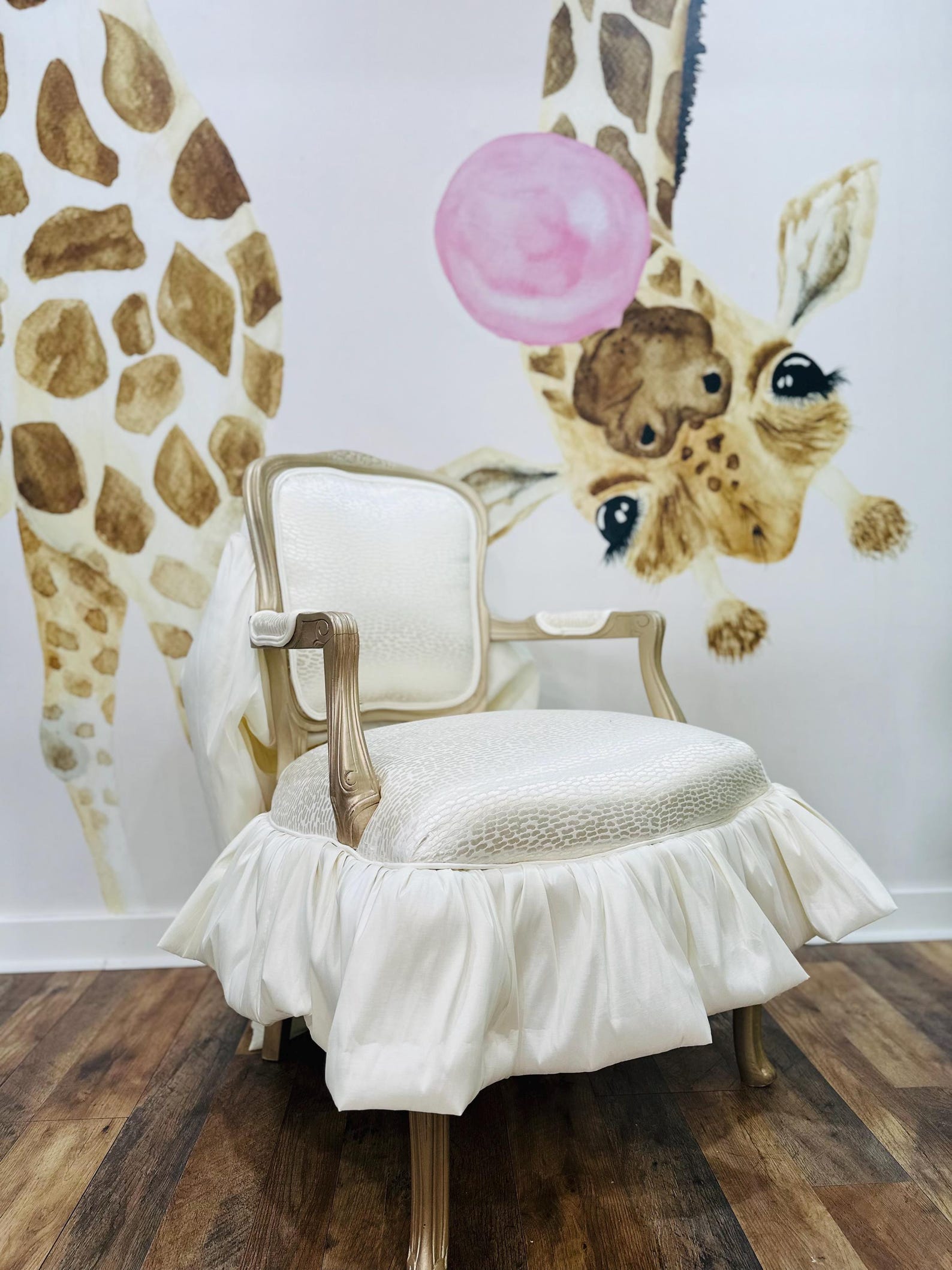 Ivory Bow Accent Chair | Vintage French Style Vanity Chair | Ruffle ...