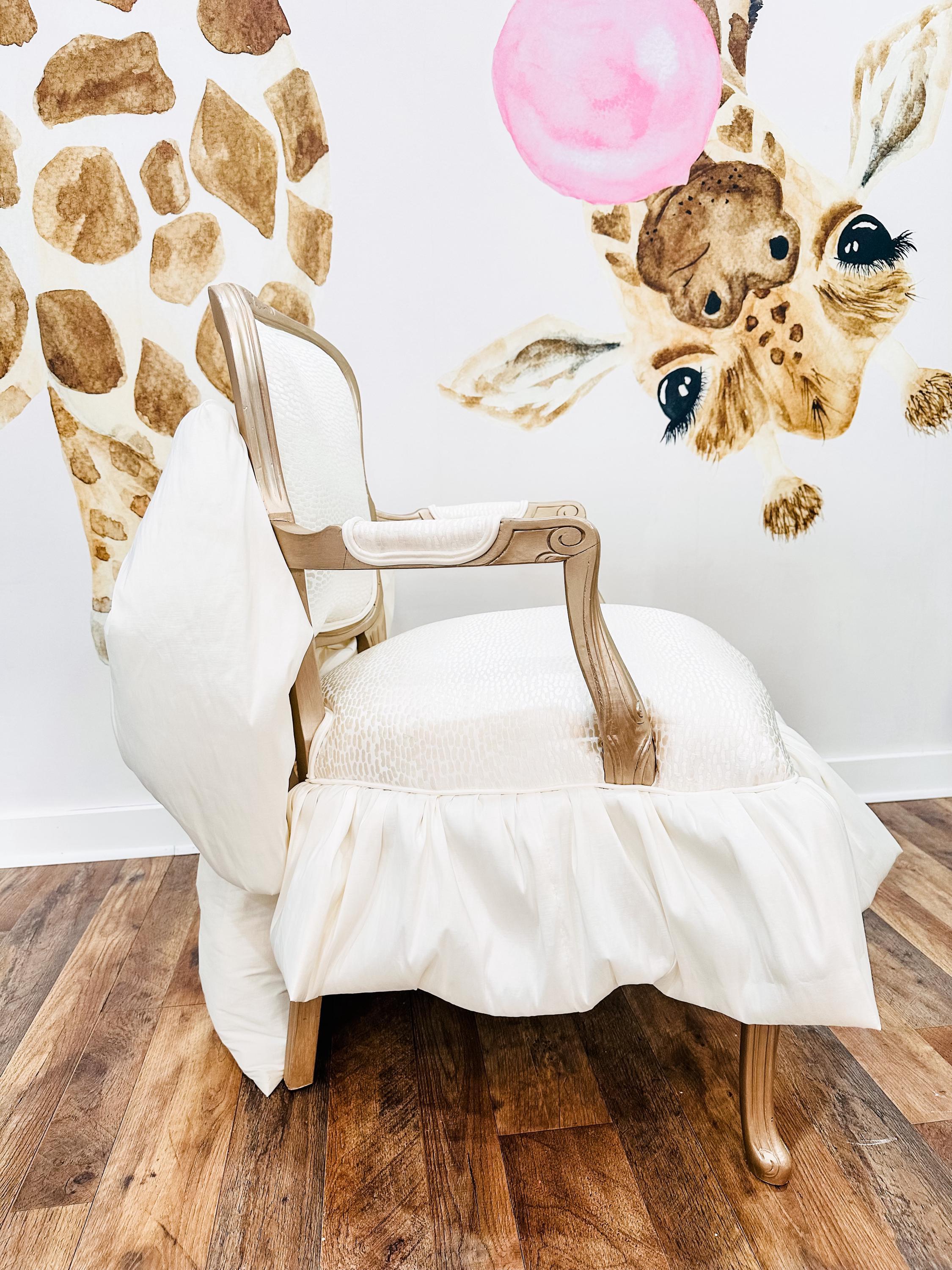 Ivory Bow Accent Chair | Vintage French Style Vanity Chair | Ruffle ...