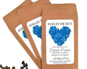 Personalised Funeral Favours Forget Me Not Flower Seed Packets ...