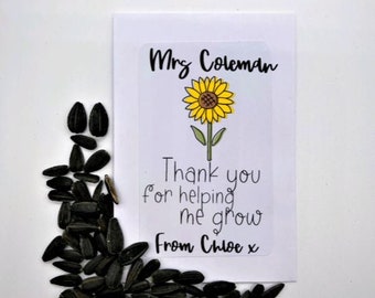 Personalised Teacher Seed Packets Envelopes With Sunflower Seeds End of ...