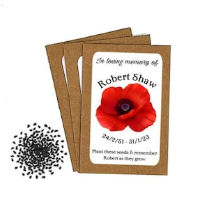 Personalised Funeral Favours Poppy Seed Packets Envelopes With Seeds ...