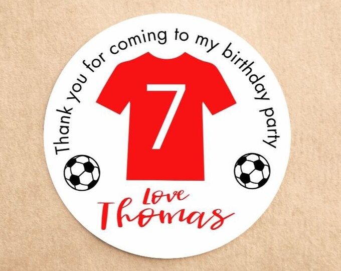 Football Party Stickers, Personalised Football Birthday Party Stickers ...