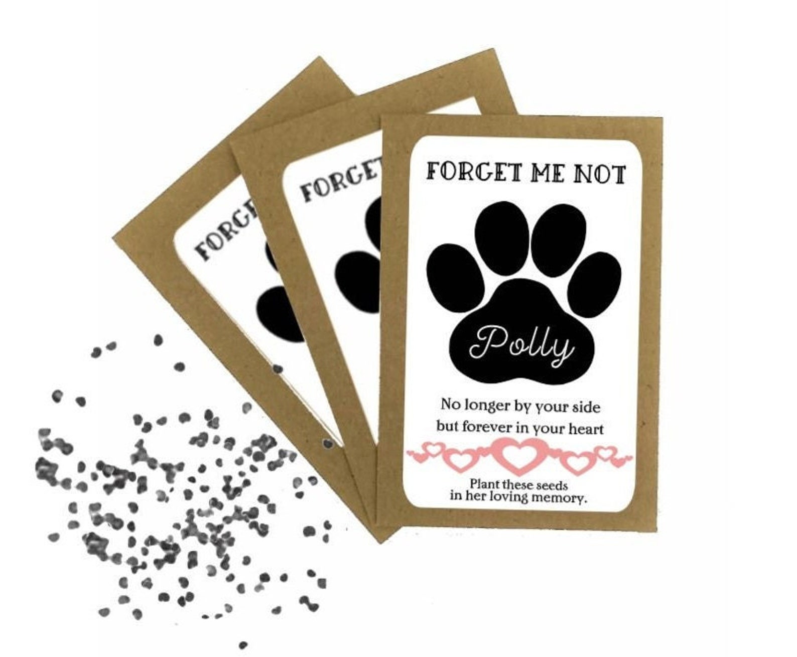 Personalised Pet Dog Remembrance Forget Me Not Flower Seed Packets ...