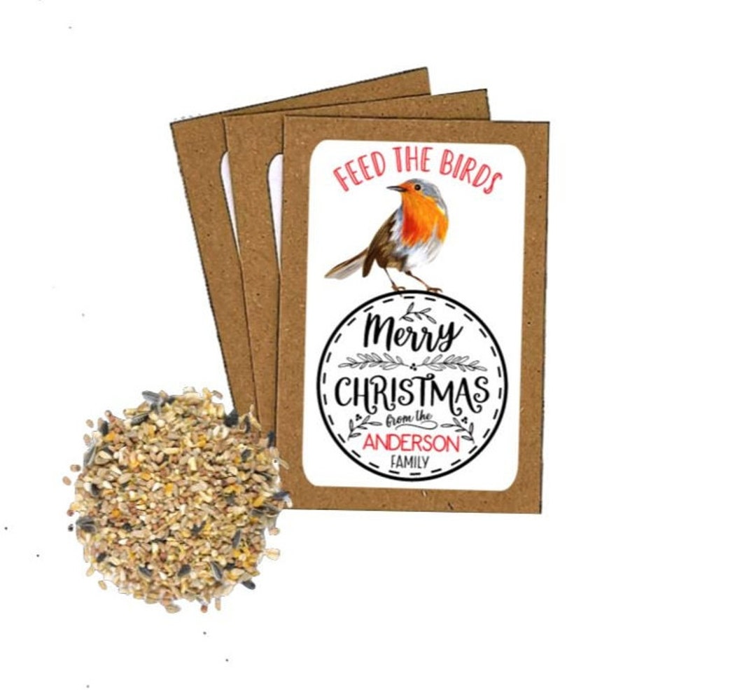 Personalised Happy Christmas Bird Seed Packets With Bird Food Family ...