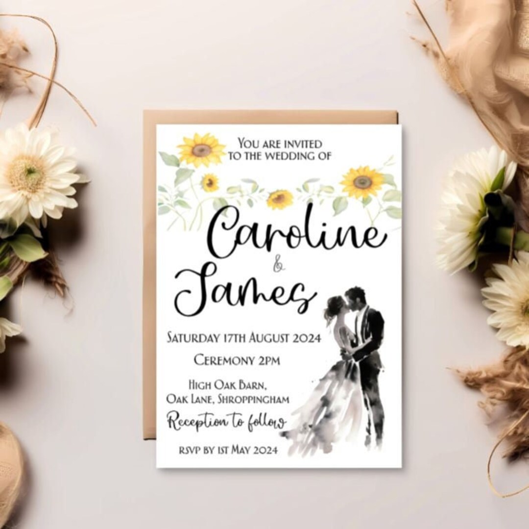 Personalised A5 Traditional Wedding Invitations With Envelopes ...