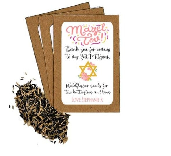 Personalised Bat Mitzvah Celebration Seed Packets Envelopes Wildflower ...