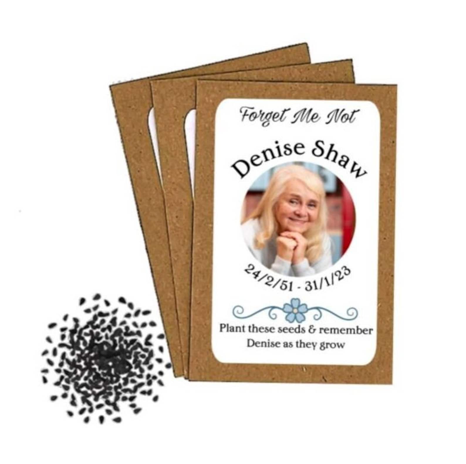 Personalised Funeral Forget Me Not Flower Seed Packets Envelopes With ...