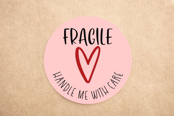 Pink Fragile Stickers Handle Me With Care Business | Etsy