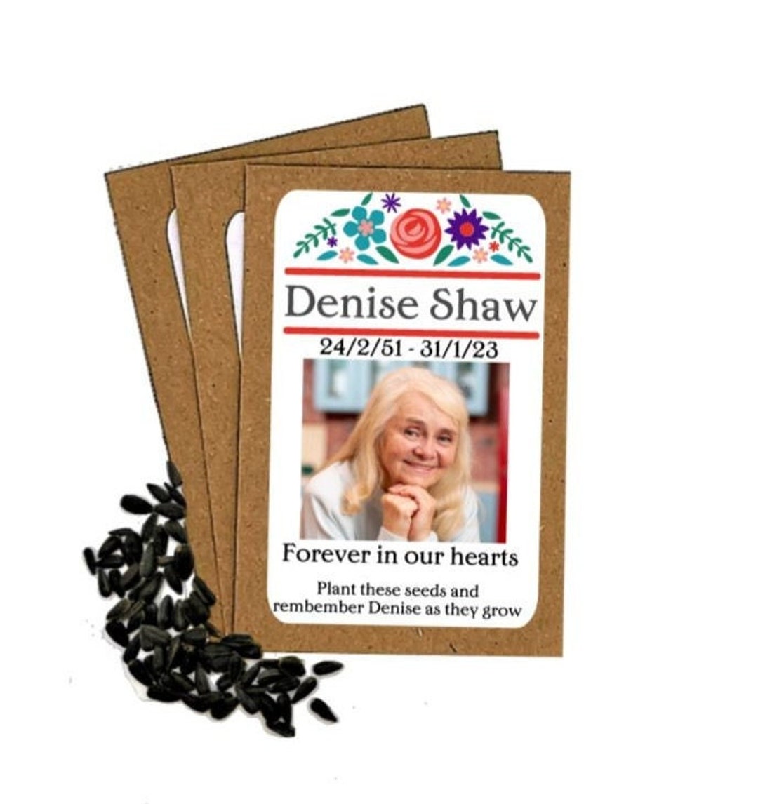 Personalised Funeral Sunflower Seed Packets Envelopes With Seeds ...